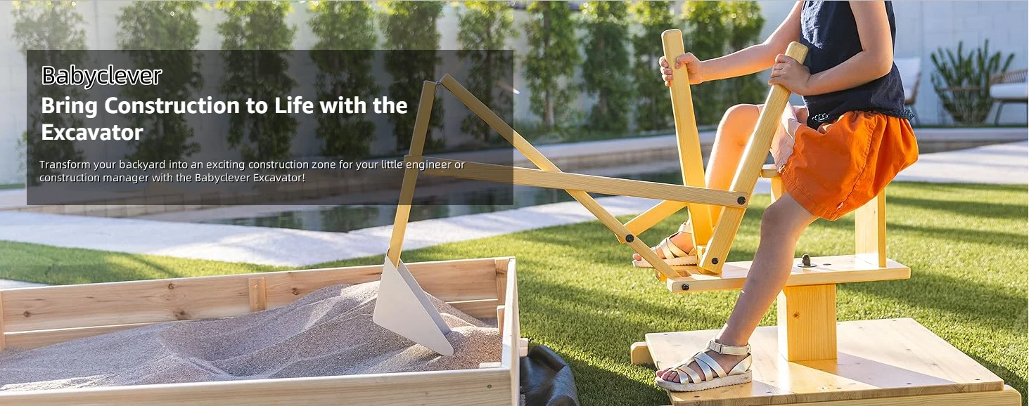 Kids Playground Equipment Wooden Sandbox Digging Toy with Working Crane ...