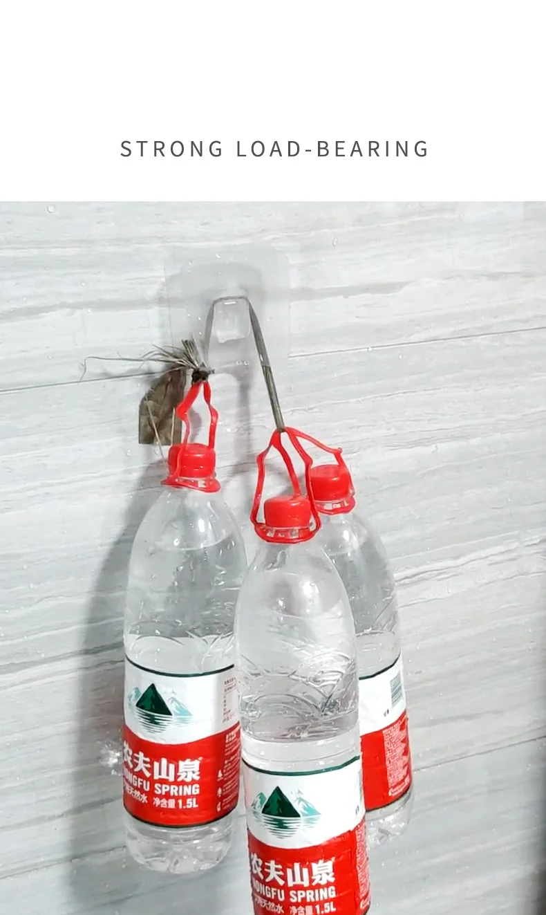 Samanl Multi-Function Metal Adhesive Wall Mount Punch-Free Traceless Hook for Bathroom Double ...