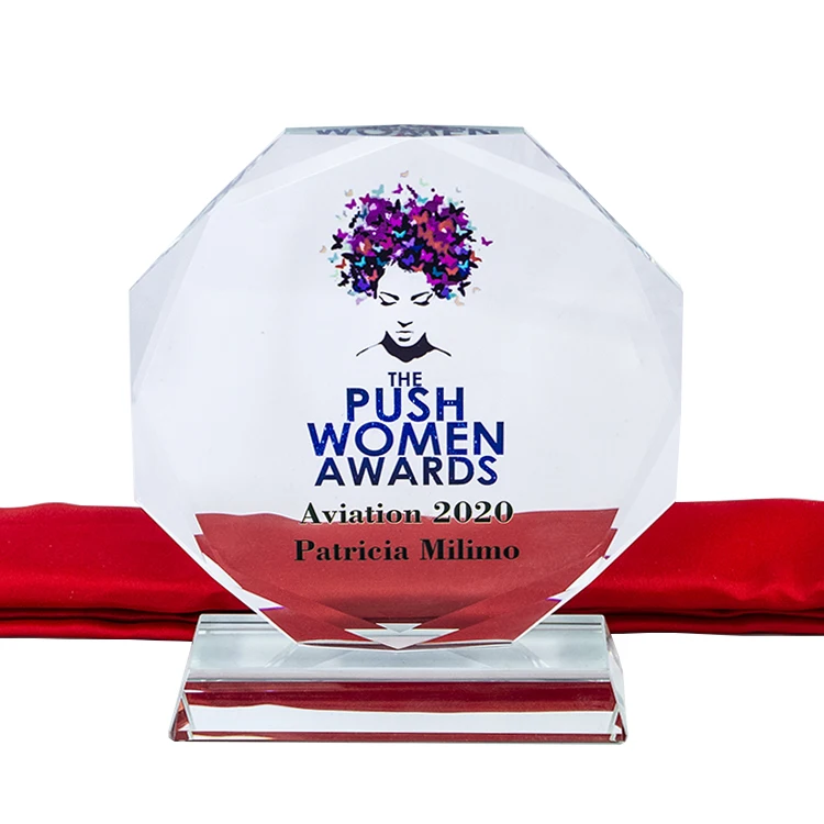 Customized Engraved Octagon Crystal Trophy Award & Souvenir Gift