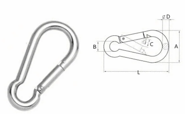 Wholesale SS304 Swivel Bolt Snap - Stainless Steel Snap Hook 10mm 12mm