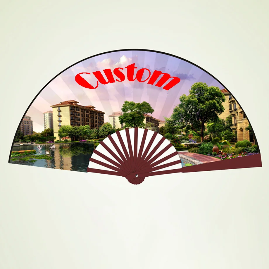 Custom Souvenir Folding Fan Promotional Custom Logo Hand Held Paper Fan ...