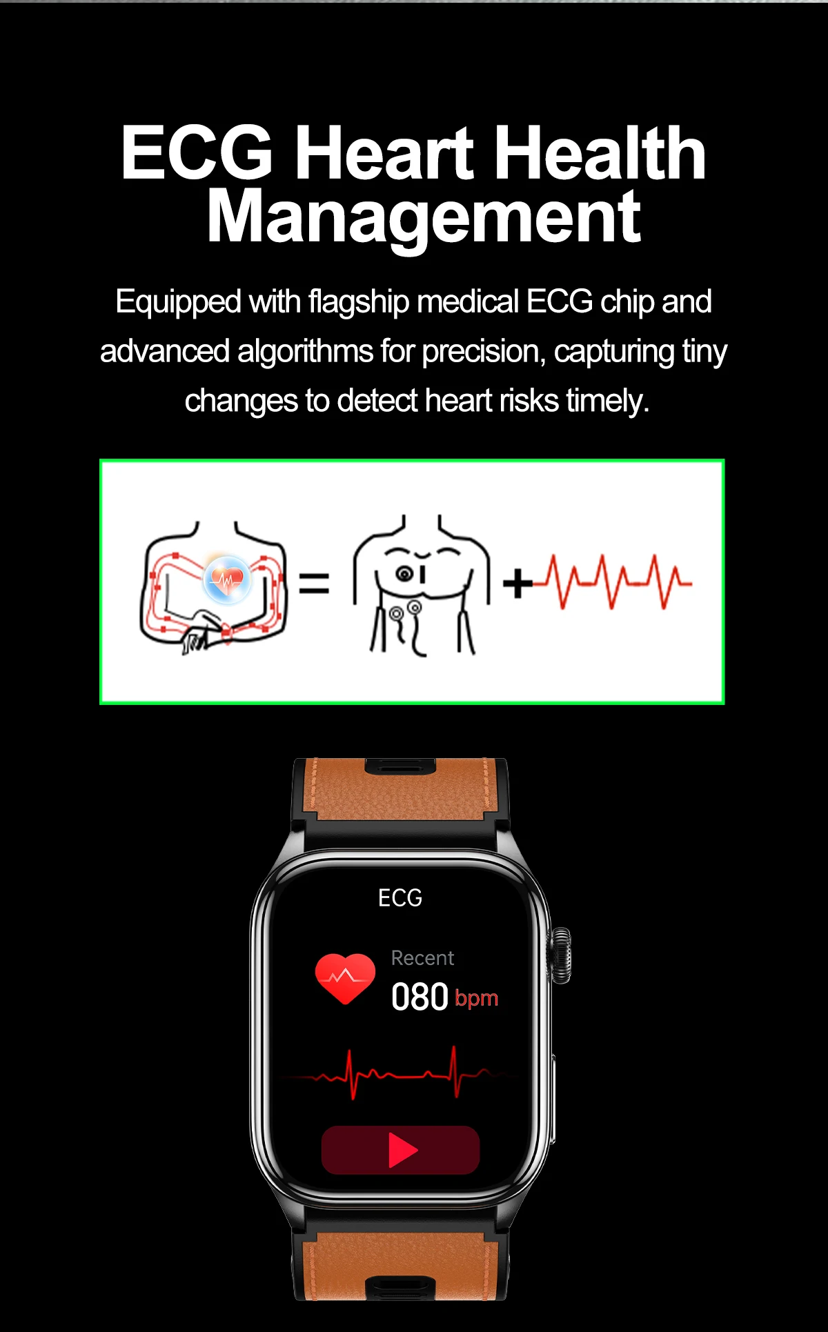 DF S101 Health ECG Air Pump Smart Watch 2.06-inch AMOLED Full Touch ...