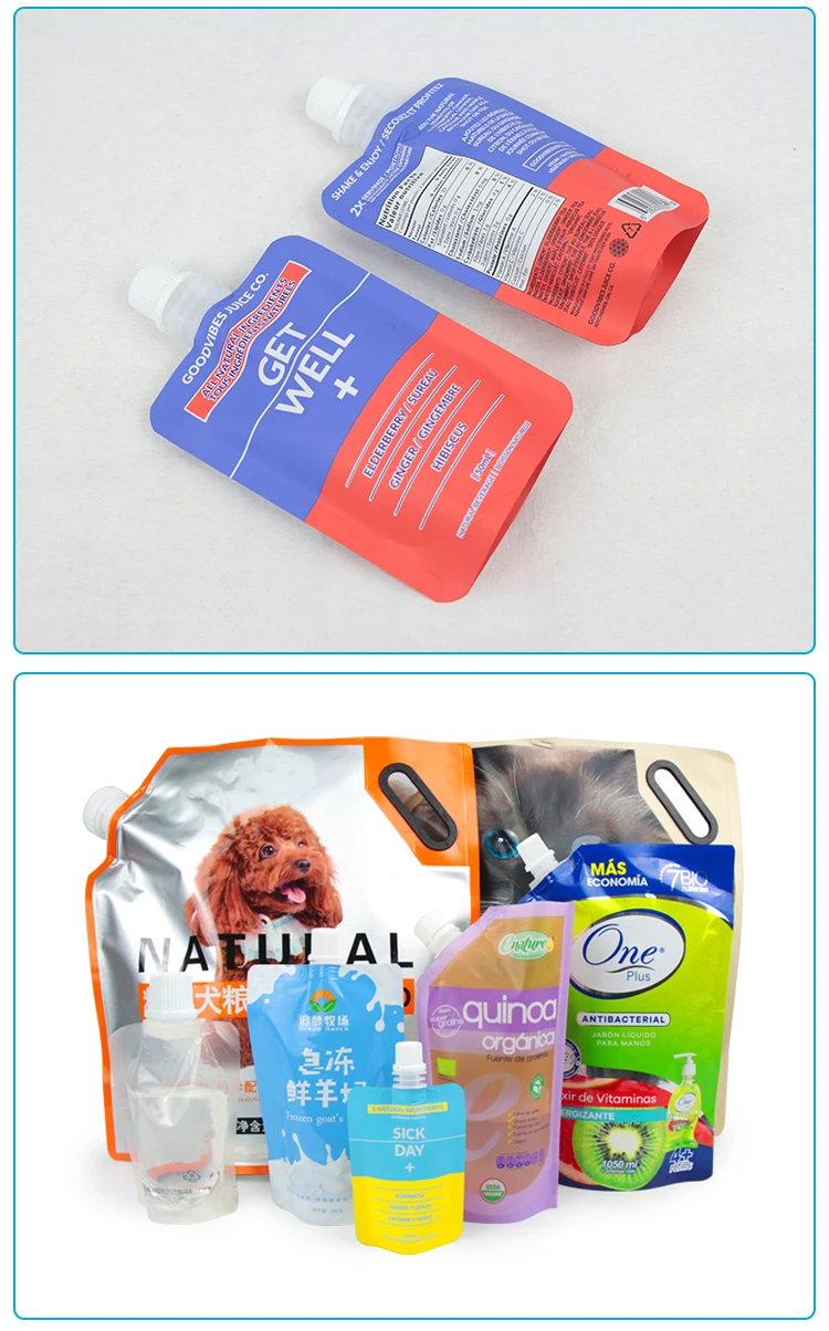 Custom Printed Reusable Food Drink Juice Jelly Spout Liquid Pouch ...