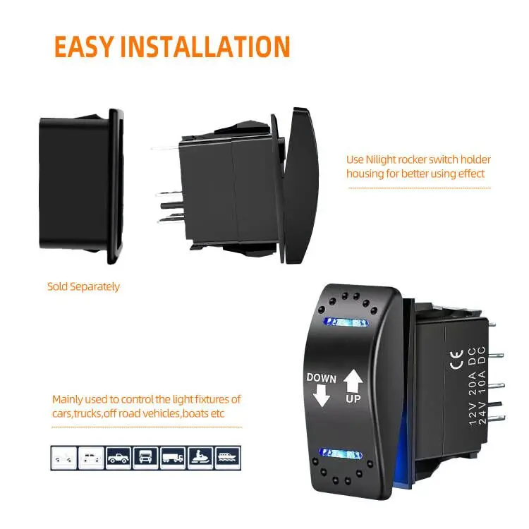 Up Down Arrows Momentary Rocker Switch Toggle (ON)-Off-(ON) 1 Position ...