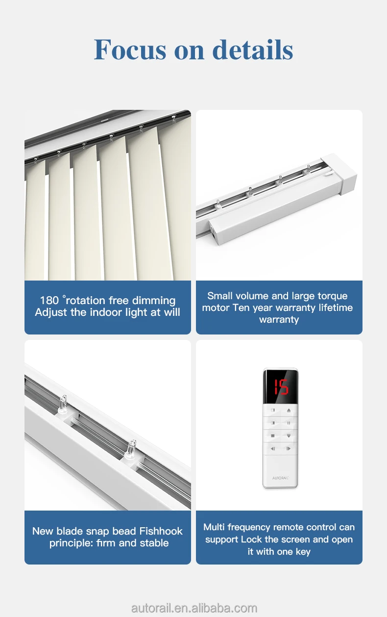 Silent Electric Vertical Blind Track with Smart Control - Motorized ...