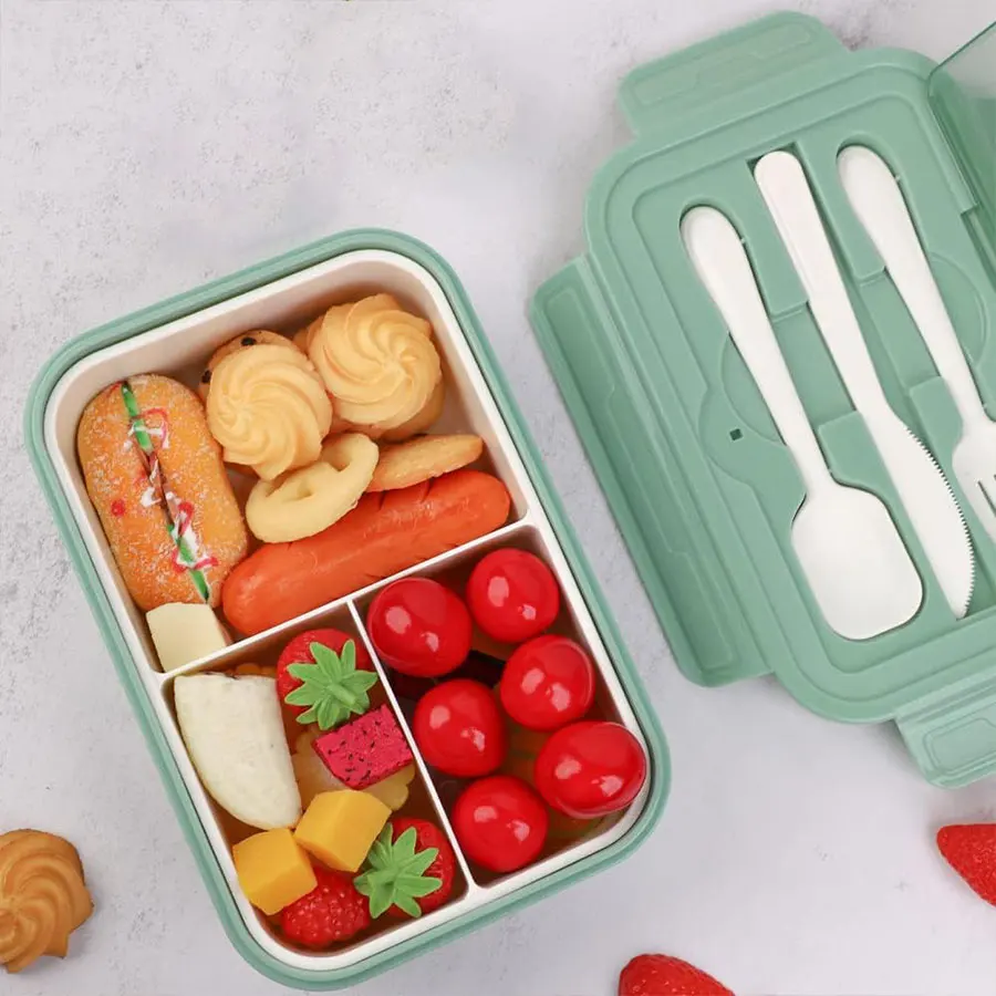 Compartments Kids Bento Box Microwave Safe School Tiffin Box Eco ...