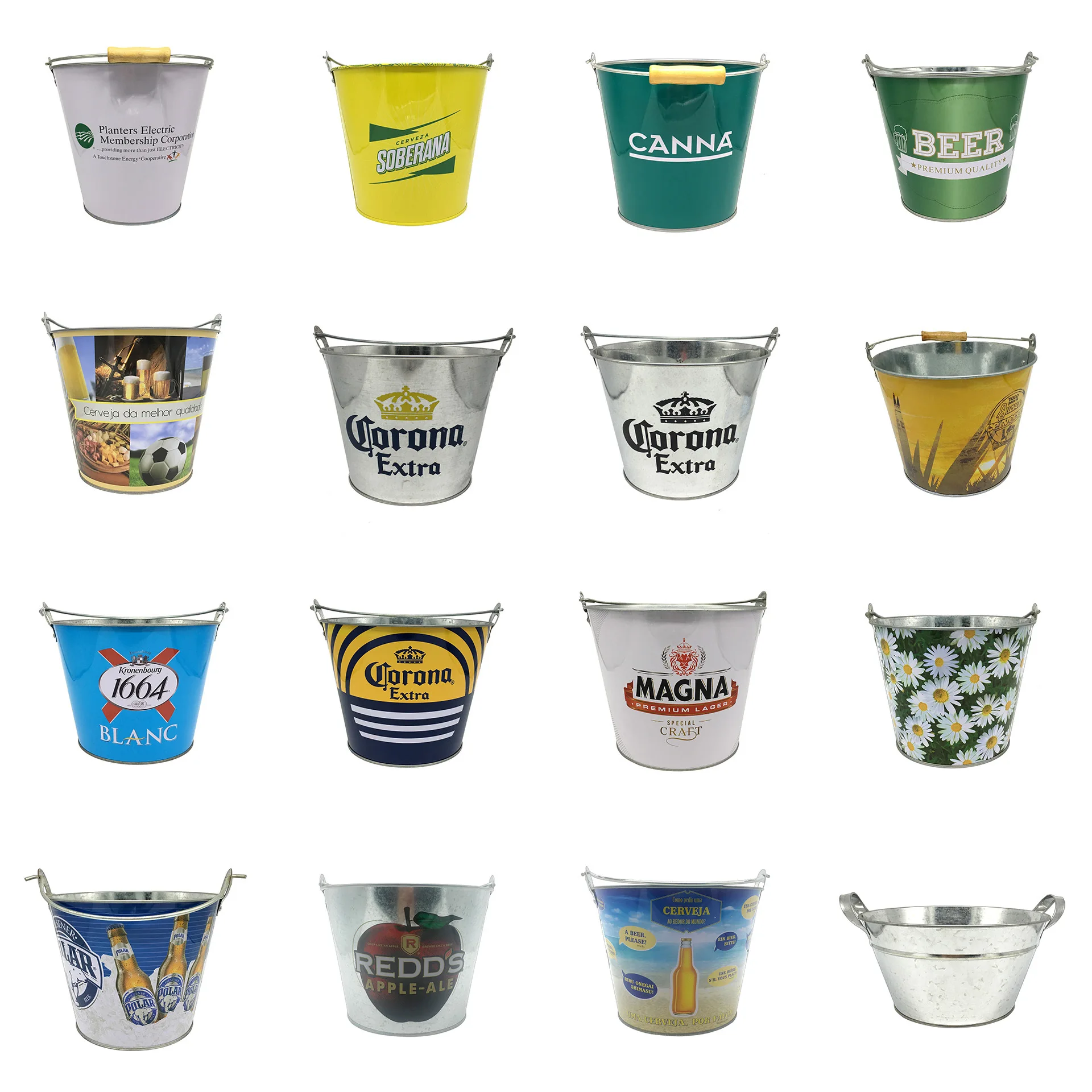 Promotional Galvanized Metal Tin Pail Bucket Ice Beer Tin Bucket With ...