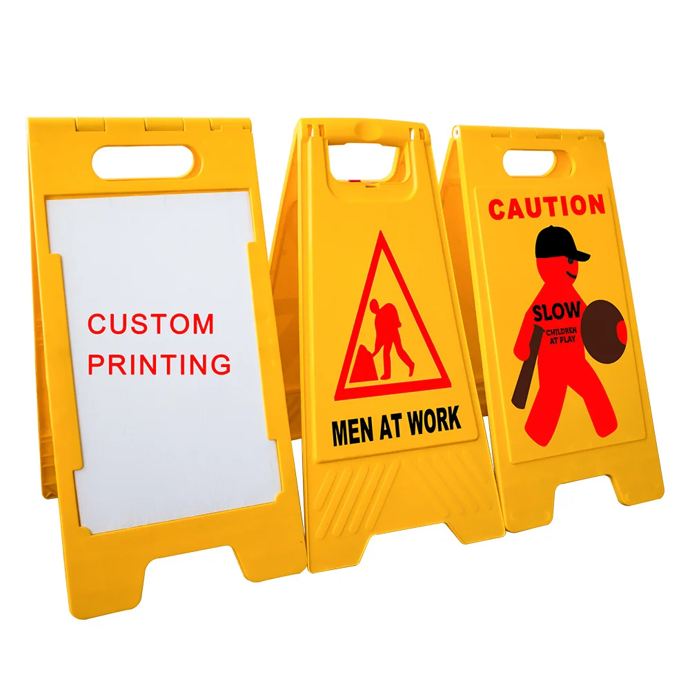 Yellow Wet Floor Caution A Collapsible Sign Bilingual Warning Signs For ...