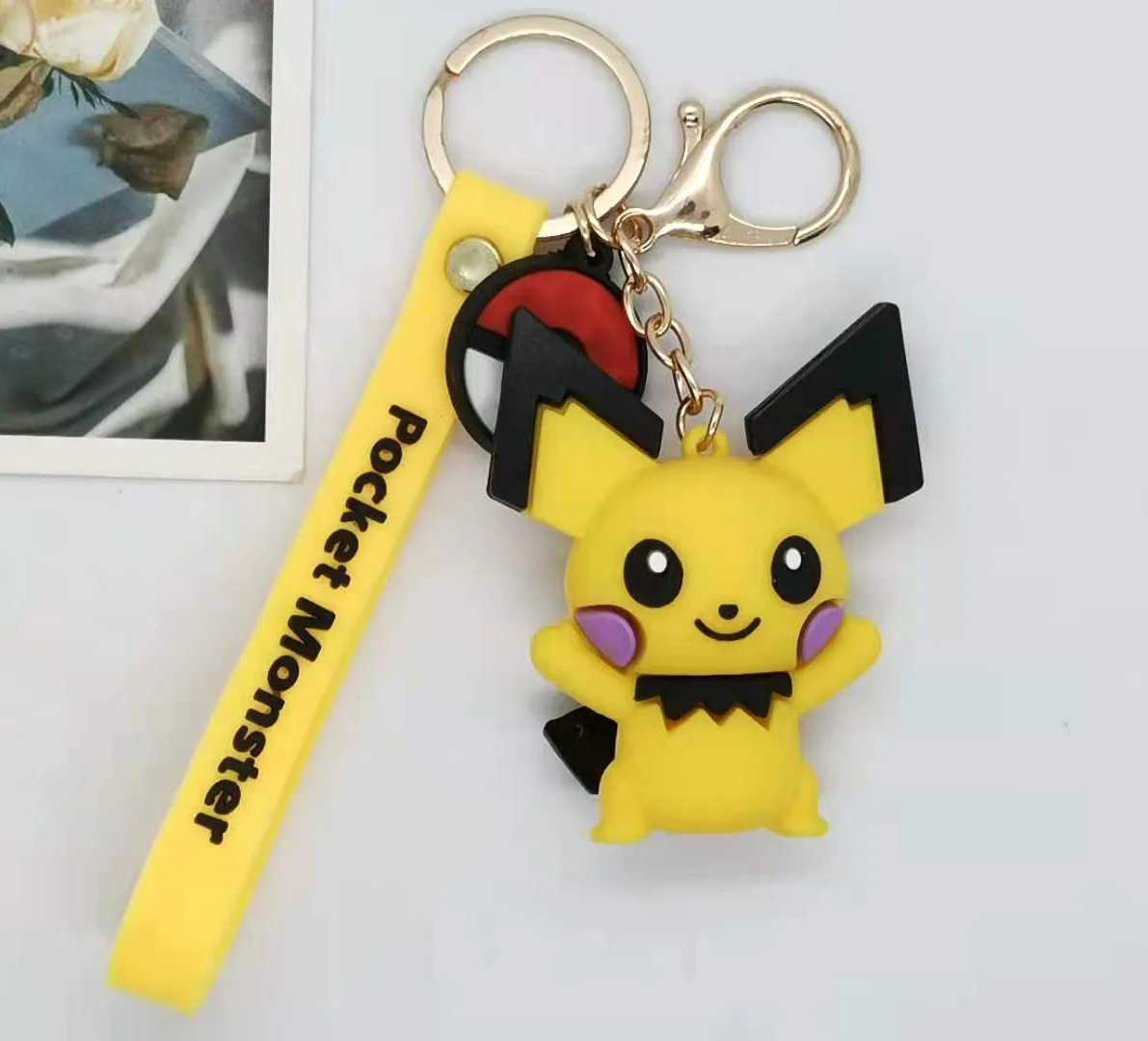 Wholesale Pokemones Keychain Rubber Key ChainsPika-chu Squirtle Turtle ...