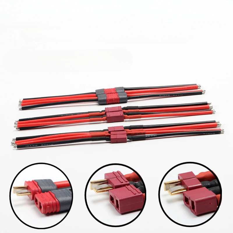 Deans T Plug Male Female Head Connector With Silicone Wire 10/15cm ...