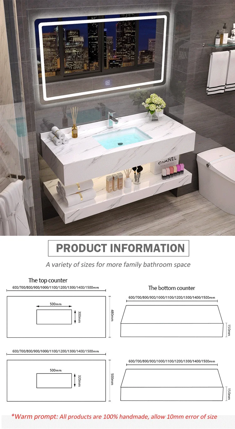 Integrated Rock Plate Bathroom Floating Double Basin Sink
