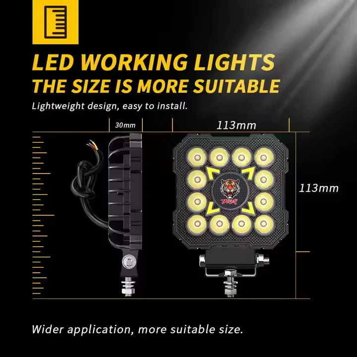 4 Inch DIY Logo LED Square Work Light 12LED White DRL Daytime Running ...