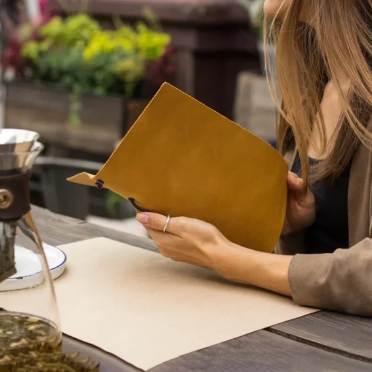 Retro Real Leather Restaurant Menus Cover Folder Sleeve Fashionable ...