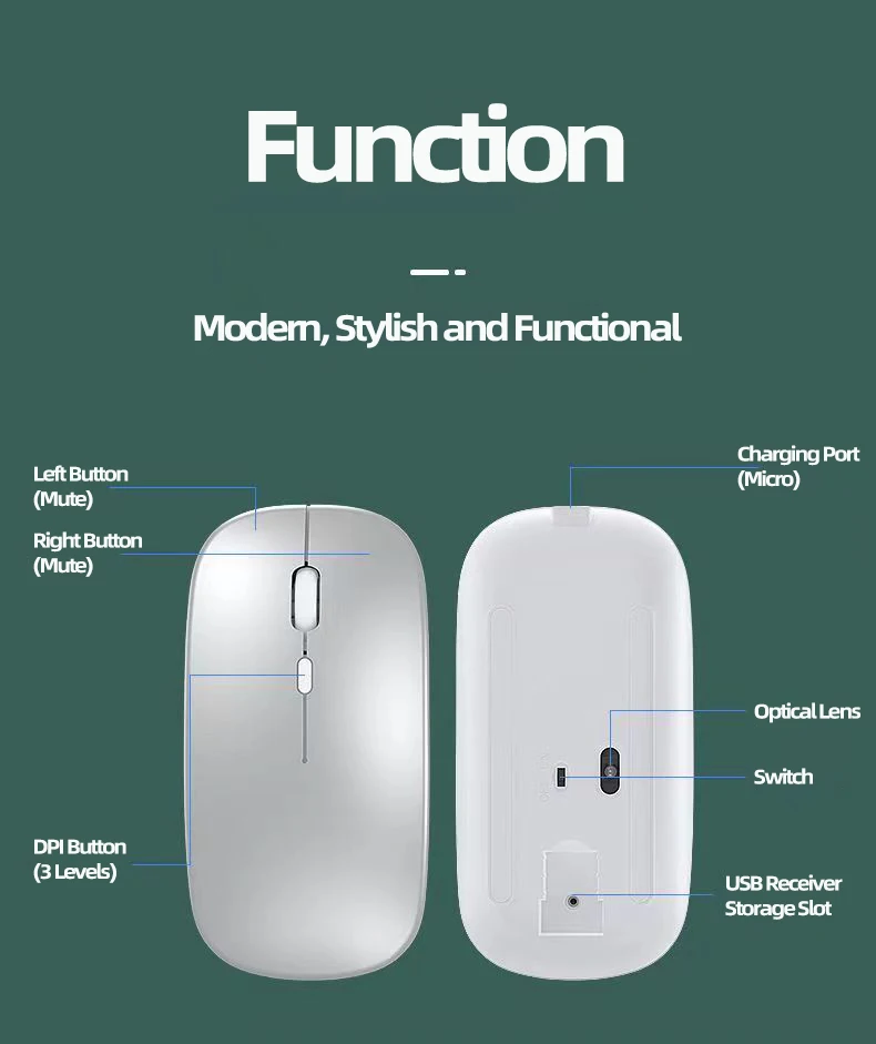 Oem Wireless Ergonomic Mouse Computer Recargable Light Rgb Gaming Mouse ...