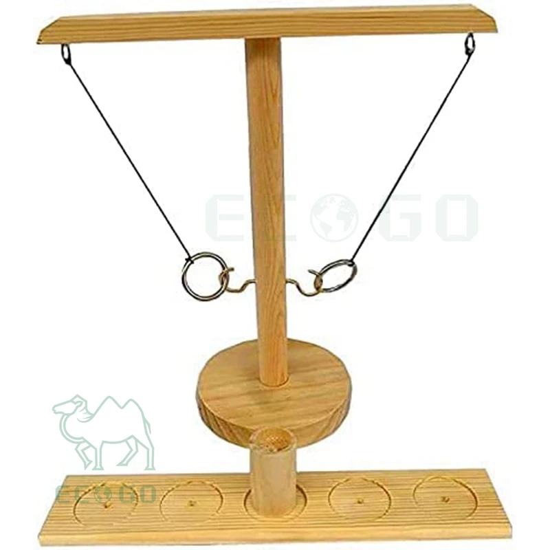 Bamboo Ring Toss Game Hook Wooden Throwing Swing Shooting Toy Board ...