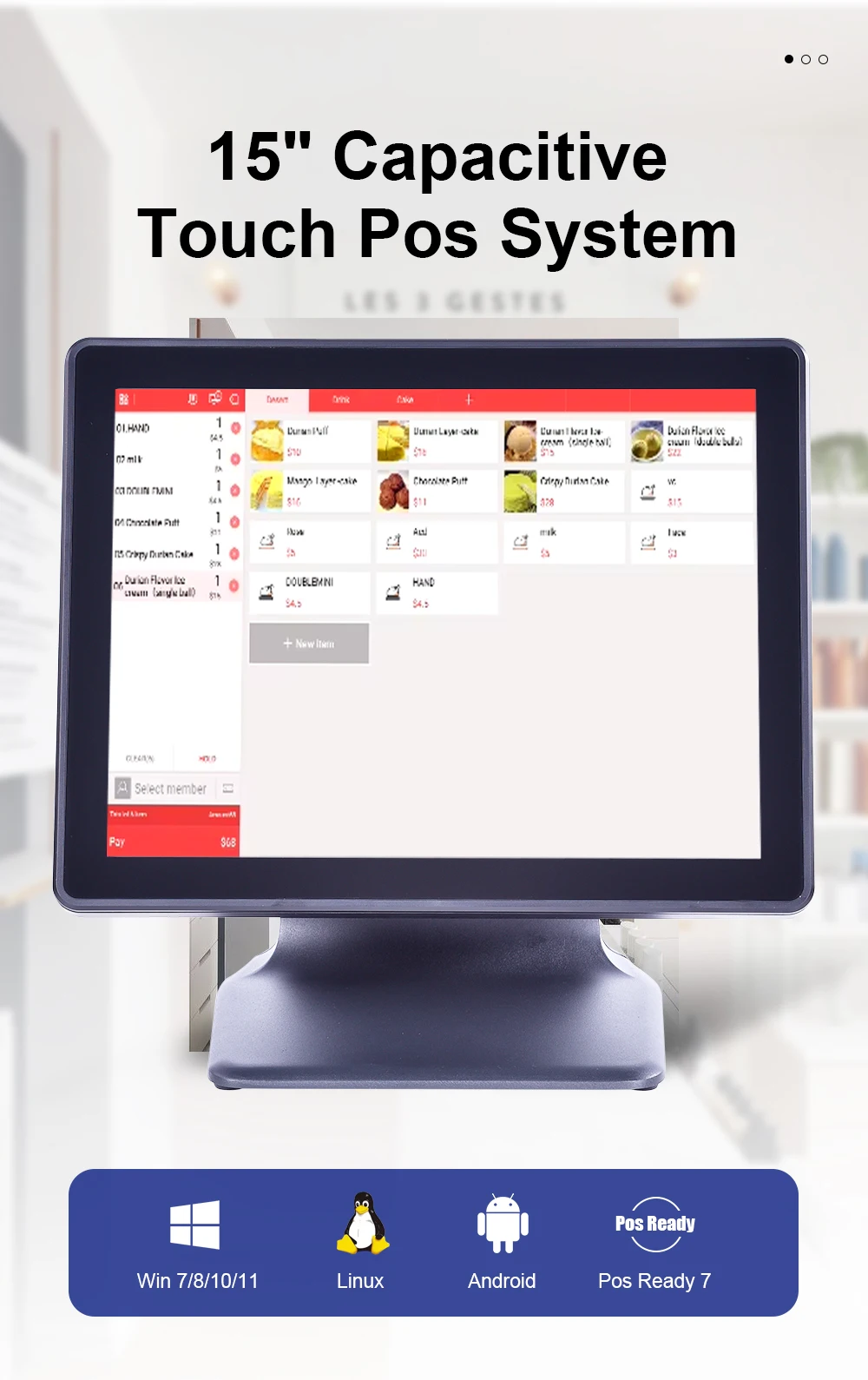 15.6 Inch All-in-One Touch Screen POS Cash Register