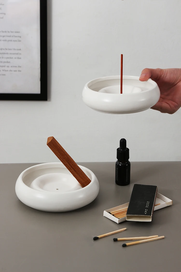 Custom Stoneware Round Stick Holder - Ceramic Incense Burner