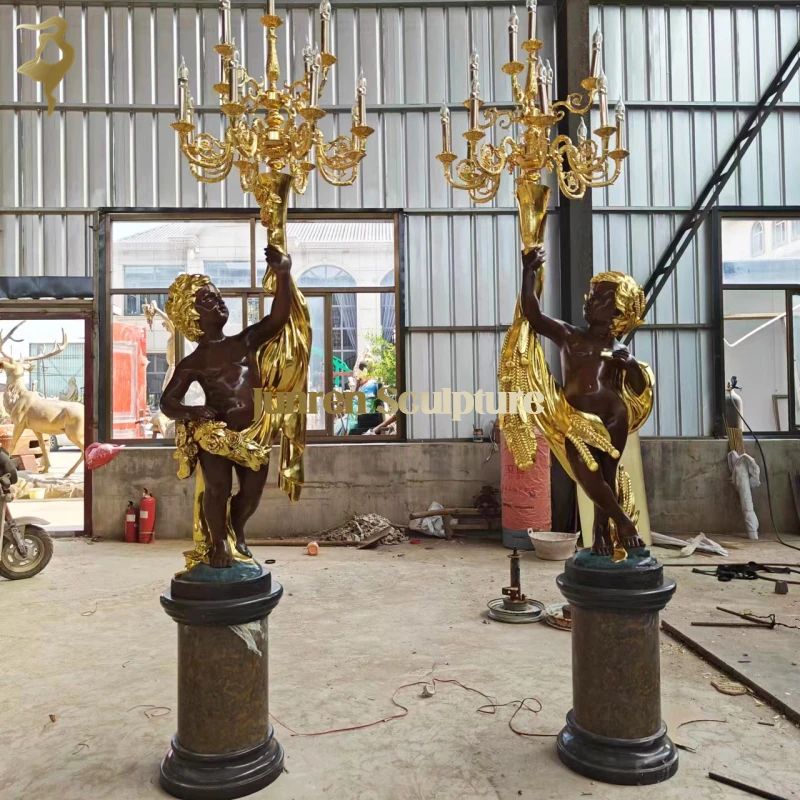 Luxury Golden Color Bronze Human Sculpture Floor Lamp Boy and Girl| Alibaba.com