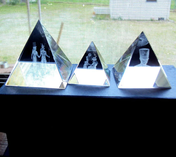 3D Laser Etched Crystal Glass Pyramid Paperweight Set - Elegant K9 ...