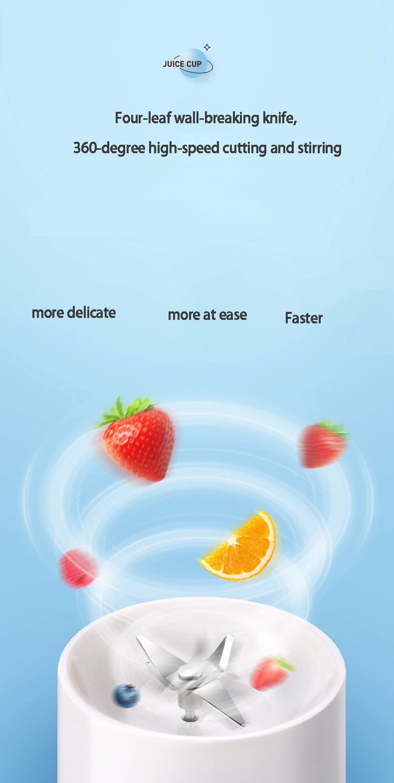 Hot Sale 350ml Usb Wireless 4 Blades Portable Juicer Blender Wireless ...