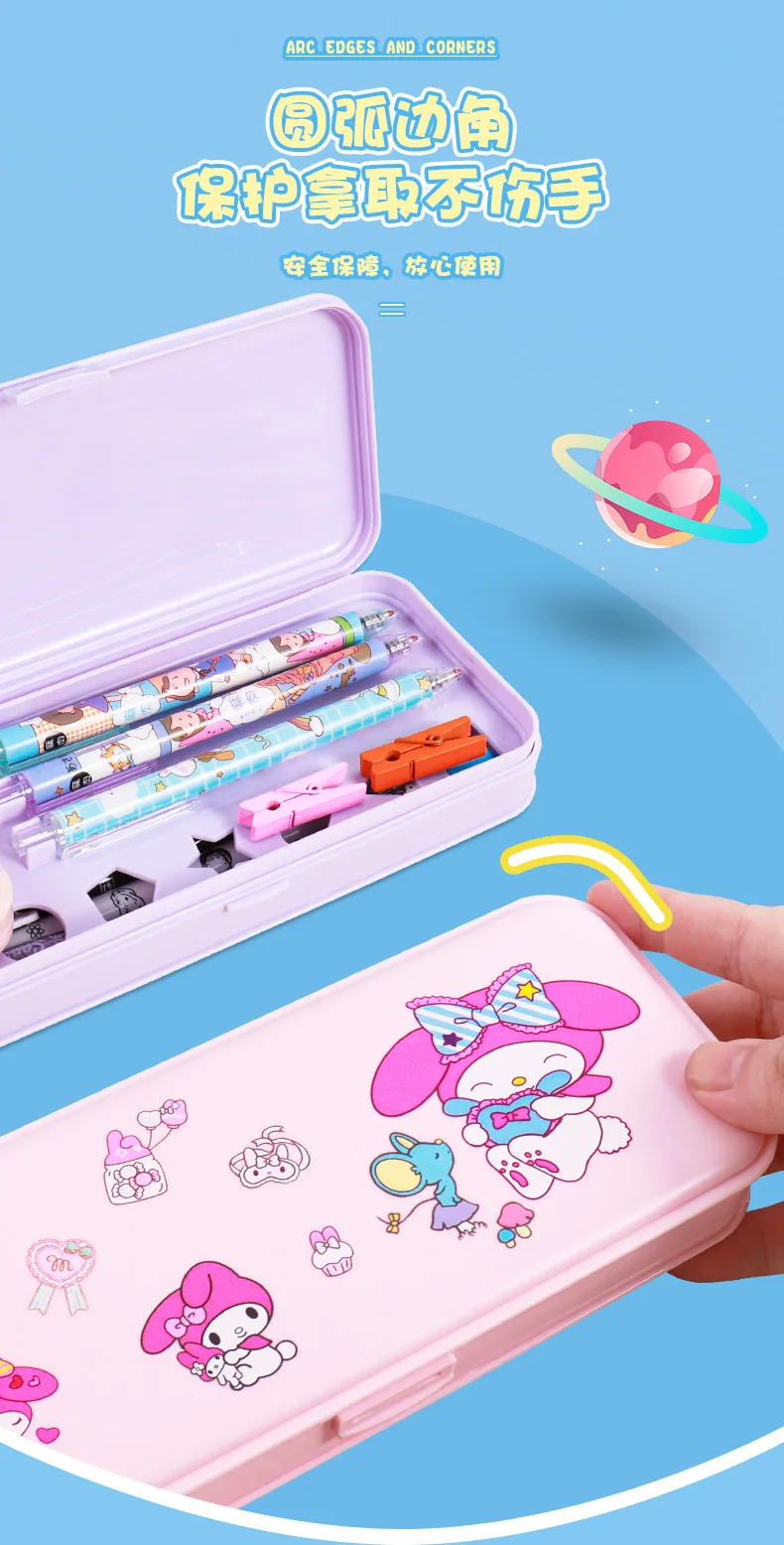 2024 Kawaii Creative Double-layer Cartoon Stationery Box Cartoon Pencil ...