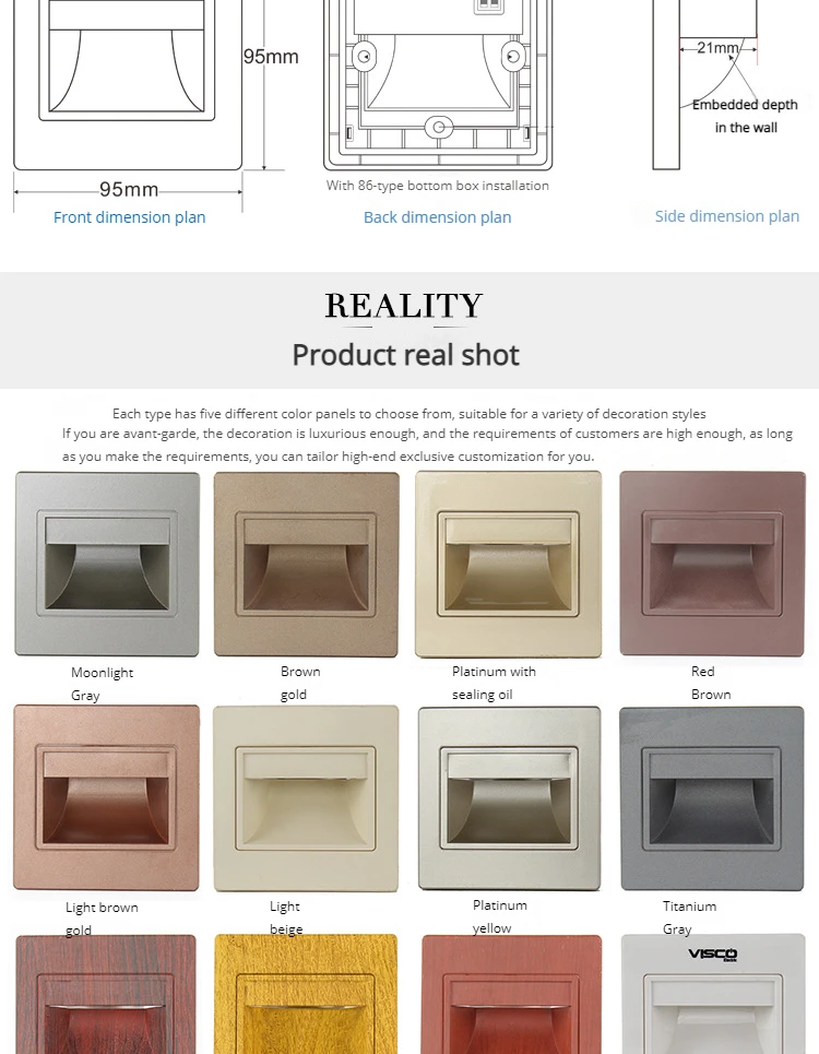 1.5w Recessed Led Step Bracket Light Switch Control Stair Case Light ...