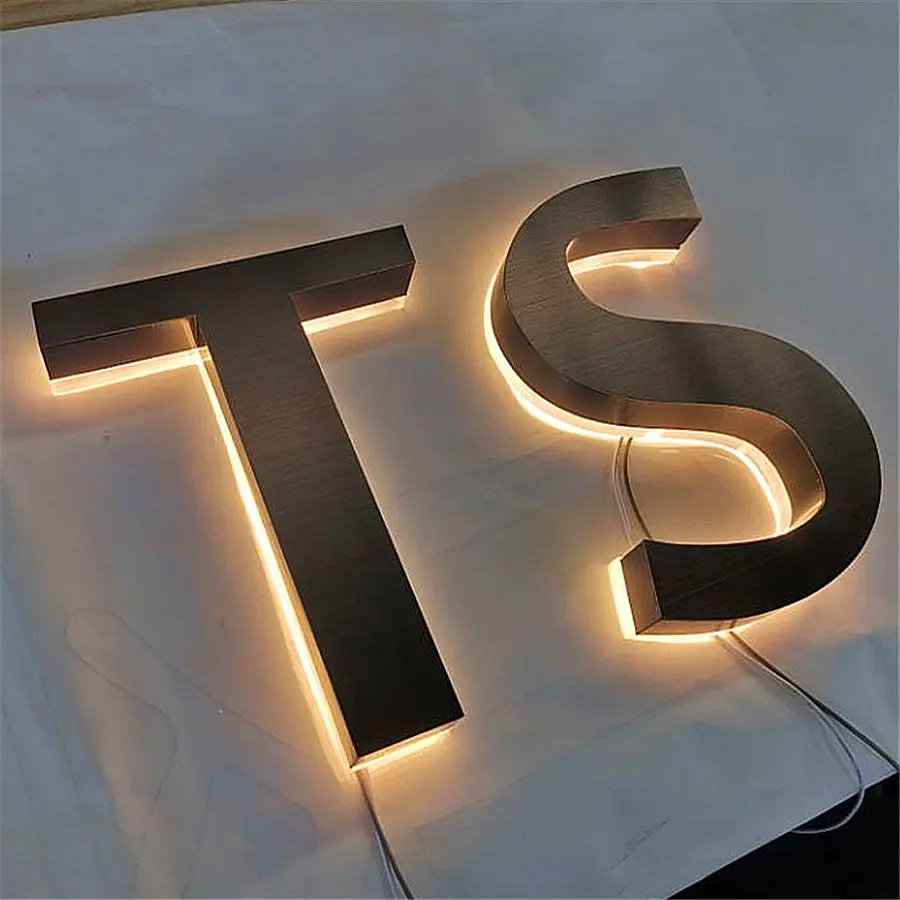 Custom 3d Led Backlit Letter Signage Led Backlit Logo Stainless Steel ...