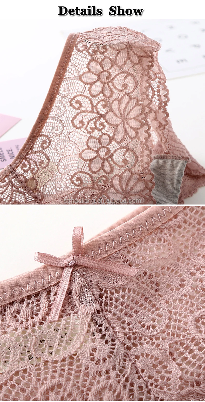 1850 Women Sexy Full Lace Plus Size Underpants Comfortable Transparent ...