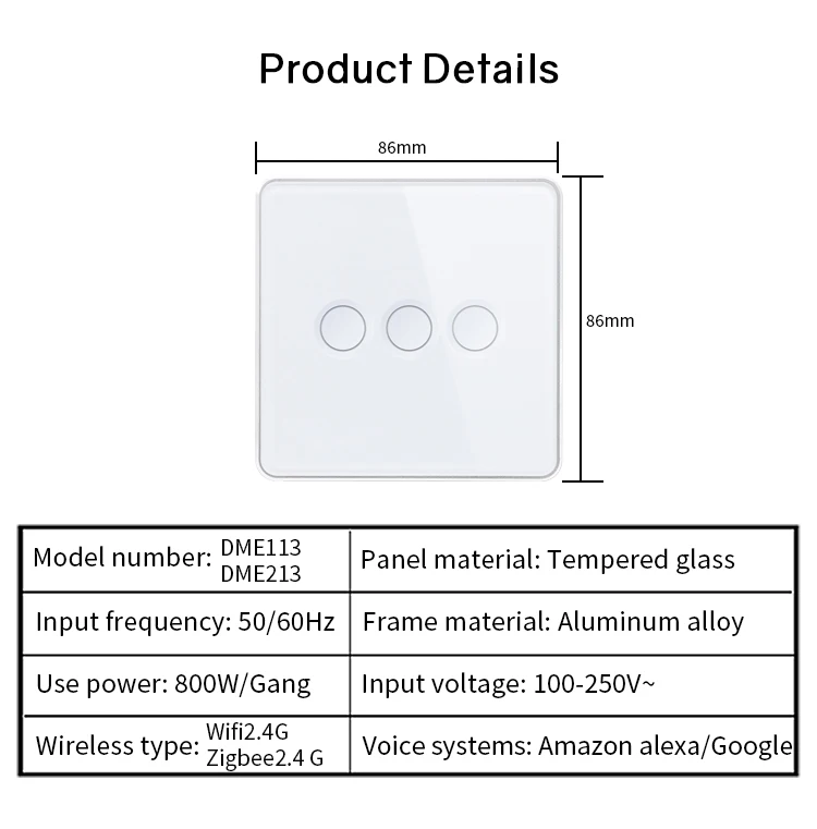 Smart Wifi Wall Light Switch Led Light Touch Switch Glass Electrical ...