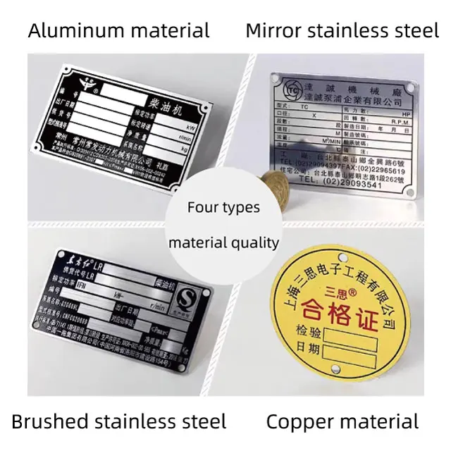 Custom Waterproof Self Adhesive Aluminum Embossed Nameplate Stainless ...