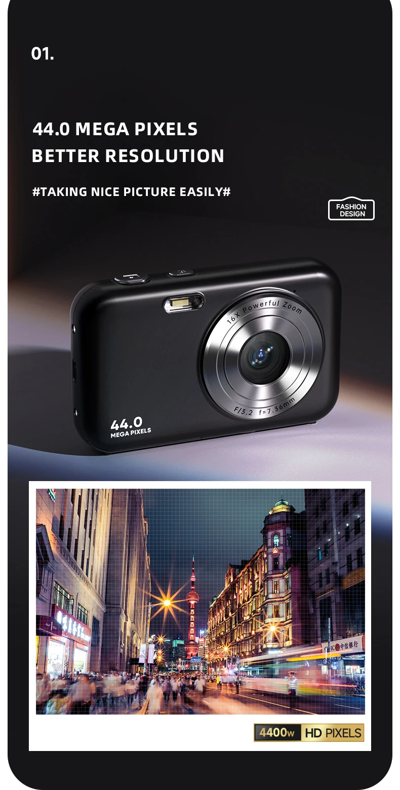 16X Digital Zoom FHD 1080P Portable Mini Digital Camera Compact Point ...