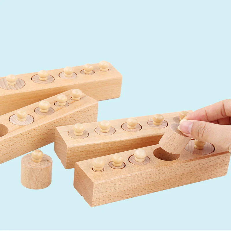 Baby Montessori Educational Wooden Toys Socket Cylinder Block Set For ...