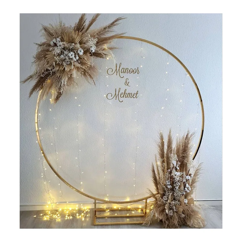 Round Shaped Wedding Backdrop Frame Gold Metal Circle Background Stand ...