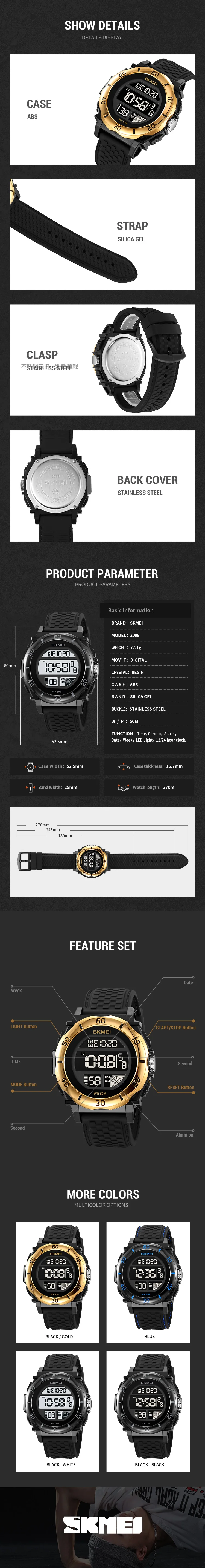 SKMEI 2099 Wholesale Plastic Sports Watch - Waterproof & Durable