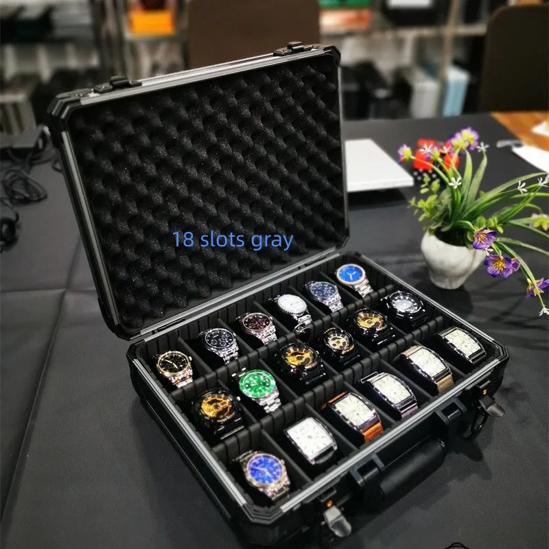 Lightidea Watch Briefcase - Portable 18 Slot Aluminum Case