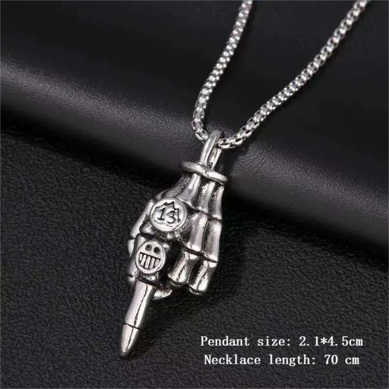 Smiley Face Vertical Middle Finger Pendant Necklace Retro Personality ...