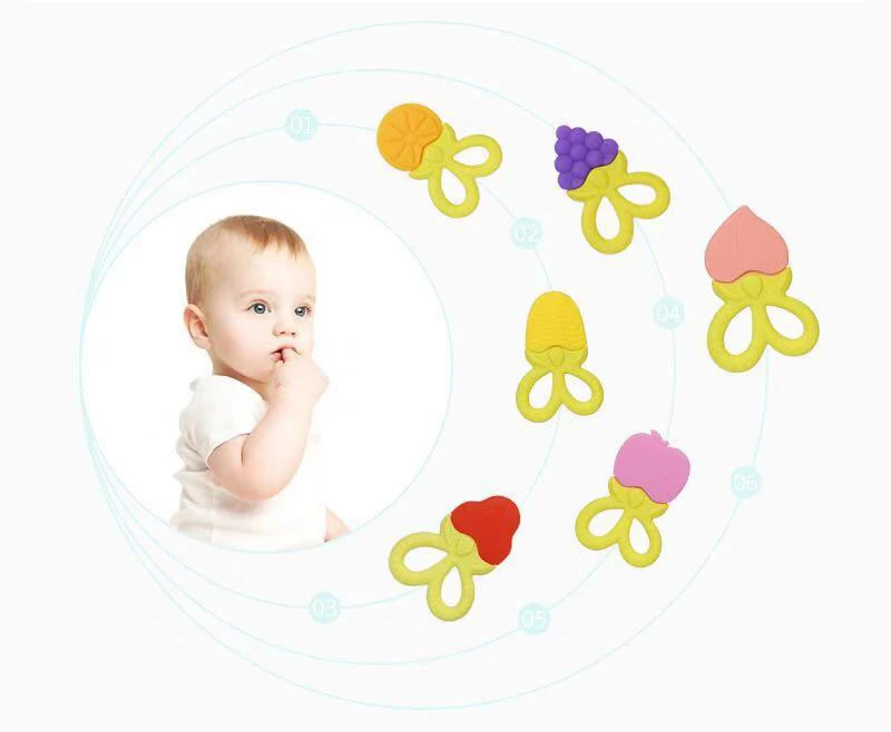Wholesale Kids Molar Fruit Shape Silicone Gums Chewing Teething Toy BPA ...