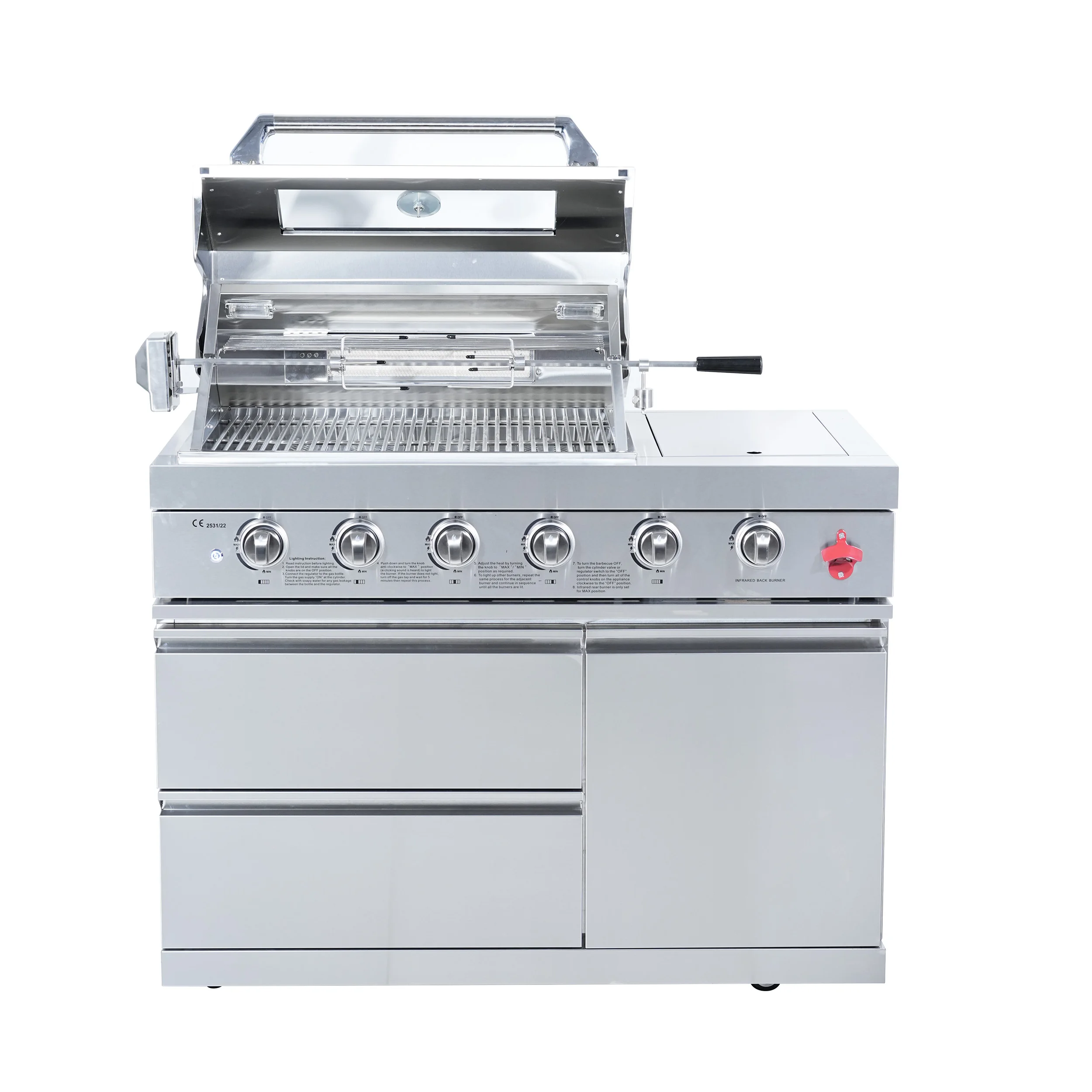 Barbecue Grill Outdoor Freestanding BBQ Gas Grill With Infrared Back ...