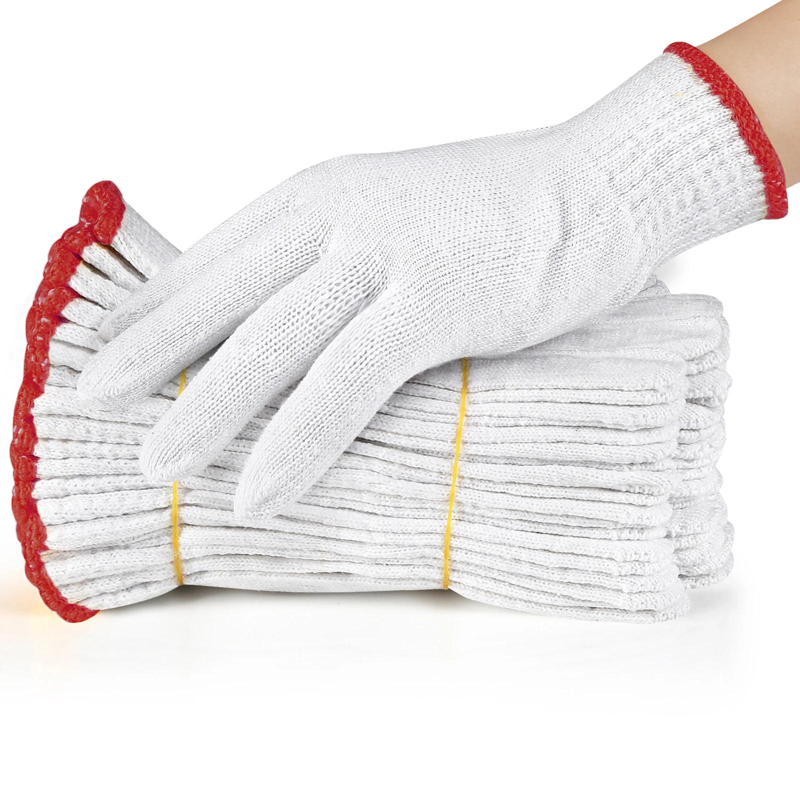 Wholesale 30-60g/pairs White Cotton Knitted Hand Gloves