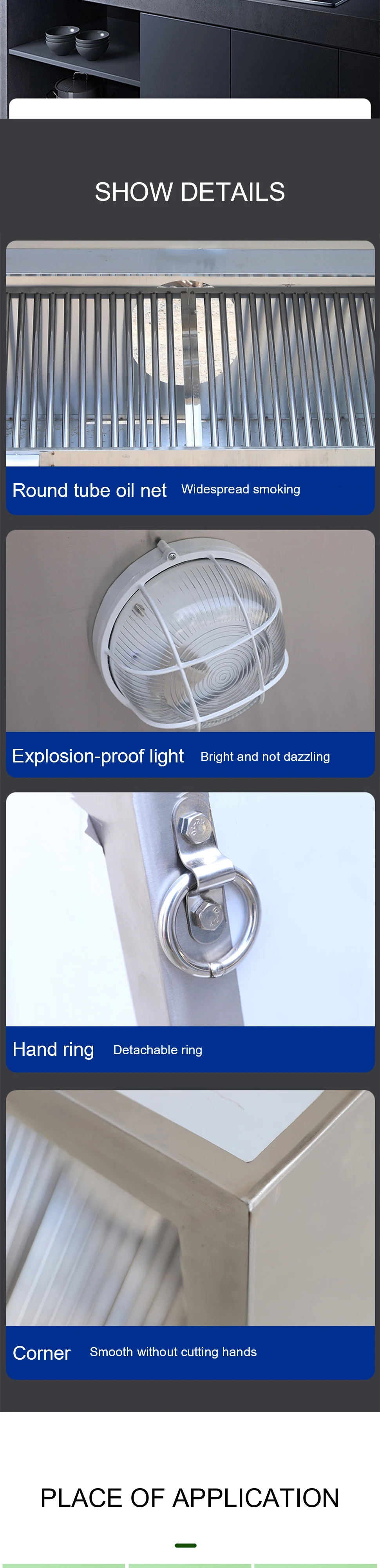 Commercial Stainless Steel Cooker Smoke Exhaust Vent Hood