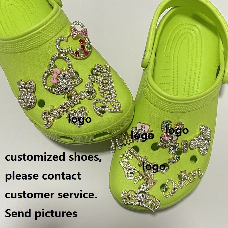 Accept Customization Croc Shoes Unisex Black Bling Rhinestone Diy Full ...