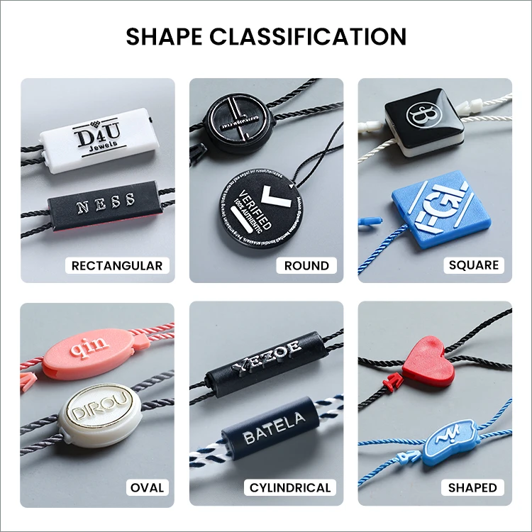 Custom Embossed Logo Garment Plastic Rope Seal Hang Tag