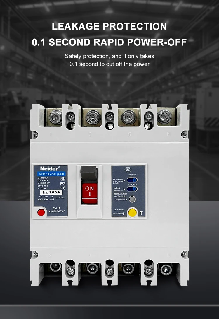 NPM2LE-250 3P 4P MCCB Circuit Breaker 160A 3 Phase with Shunt Trip Coil ...