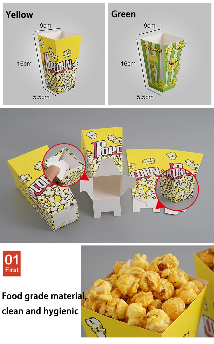 Custom Cheap Disposable Paper Cardboard Pop Corn Packaging Boxes Fried ...