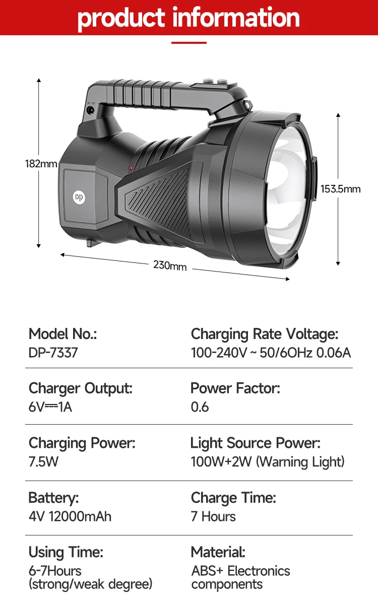 Dp High Power 12000mah Camping Outdoor Hunting Light Rechargeable ...