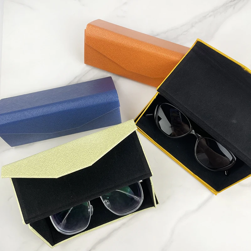 Custom Color Logo PU Leather Sunglasses Packing Cases Foldable Glasses ...