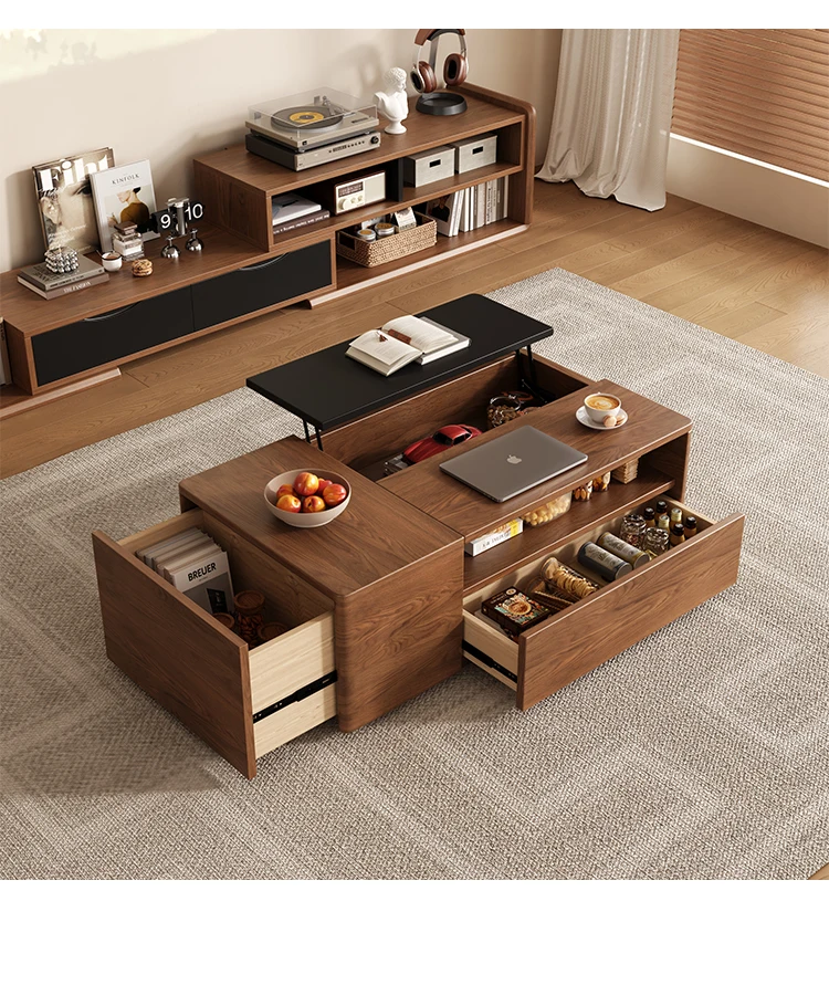 Living Room Lift Function Tea Table Modern Minimalist Square Storage ...