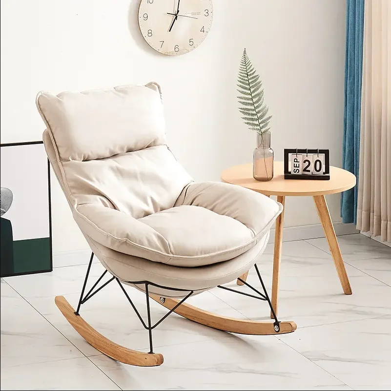 Hot Sale Modern Wooden Fabric Backrest Modern Rocking Chair For Living ...