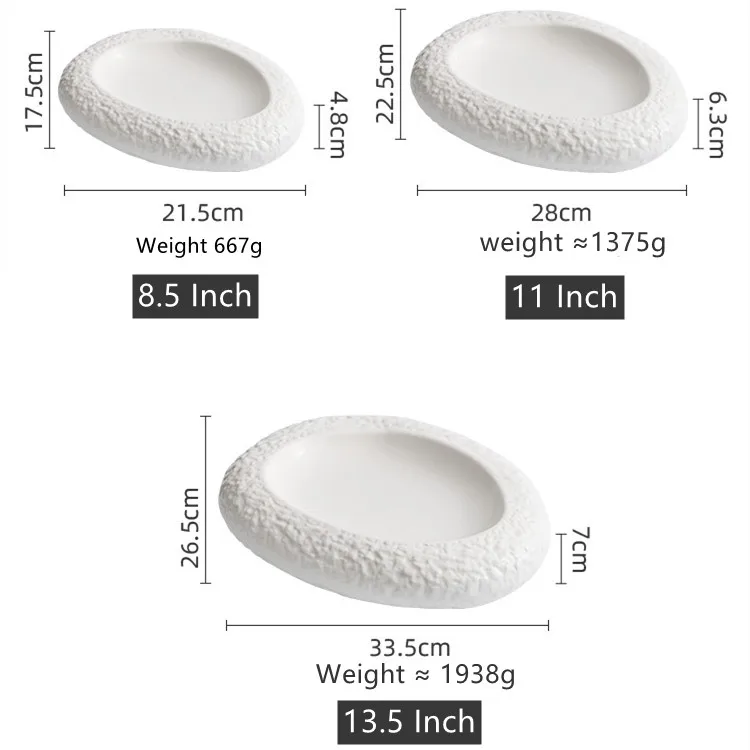 Personality Stoneware White Dinner Plates Rock Pattern Artistic ...