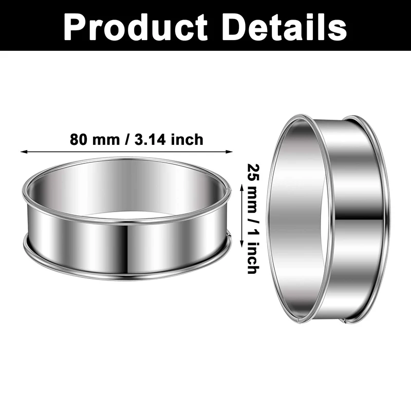 English Muffin Crumpet Double Rolled Tart Rings Stainless Steel Muffin ...